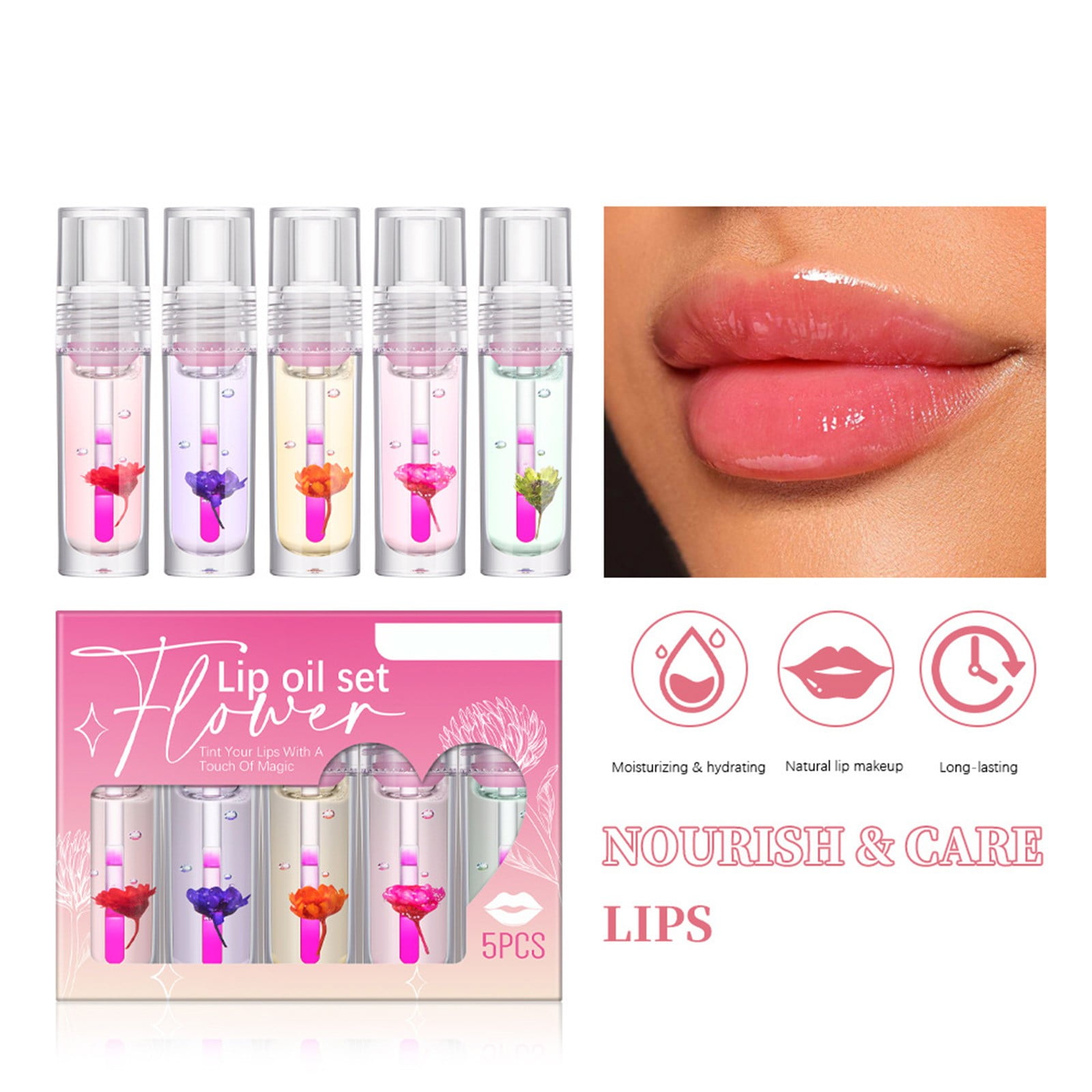 Hydrating Lip Glow Oil Set, Lip Oil Gloss Moisturizing Nourishing Shiny ...