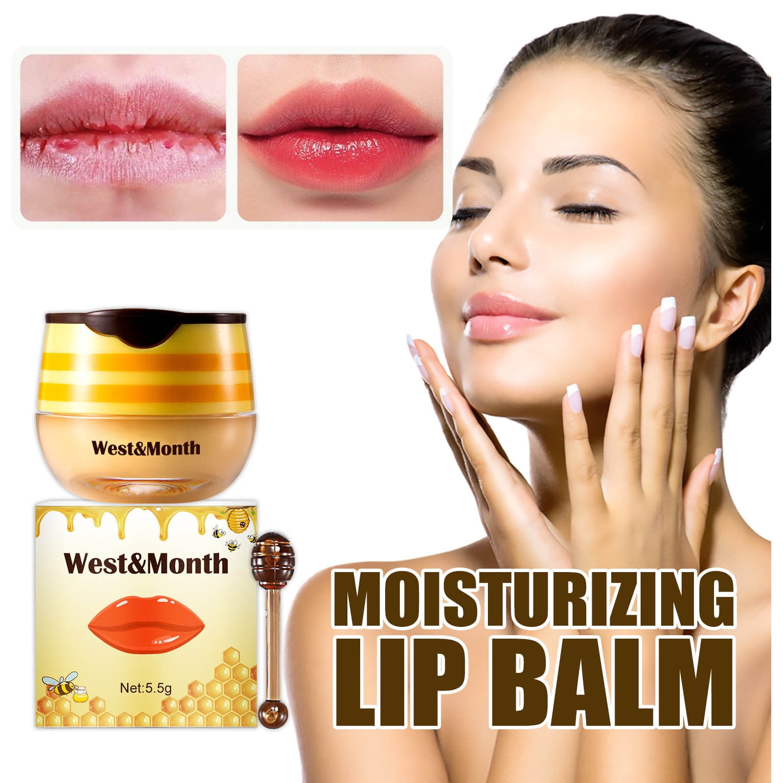 Hydrating Lip Mask for Dry & Chapped Lips, Intensive Propolis Moisture ...