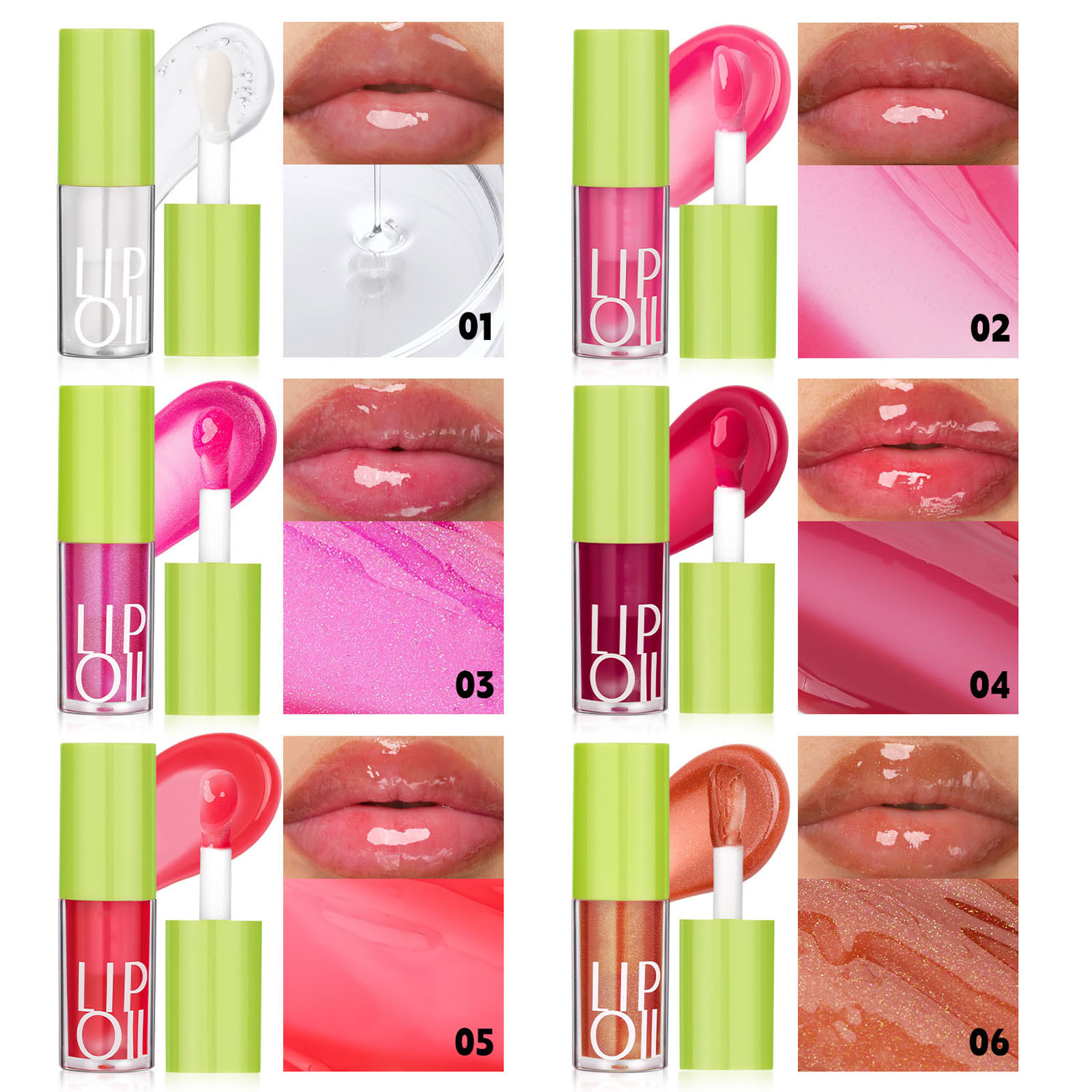 Hydrating Lip Oil Set,Brush Head Hydrating Lip Tinted For Women ...