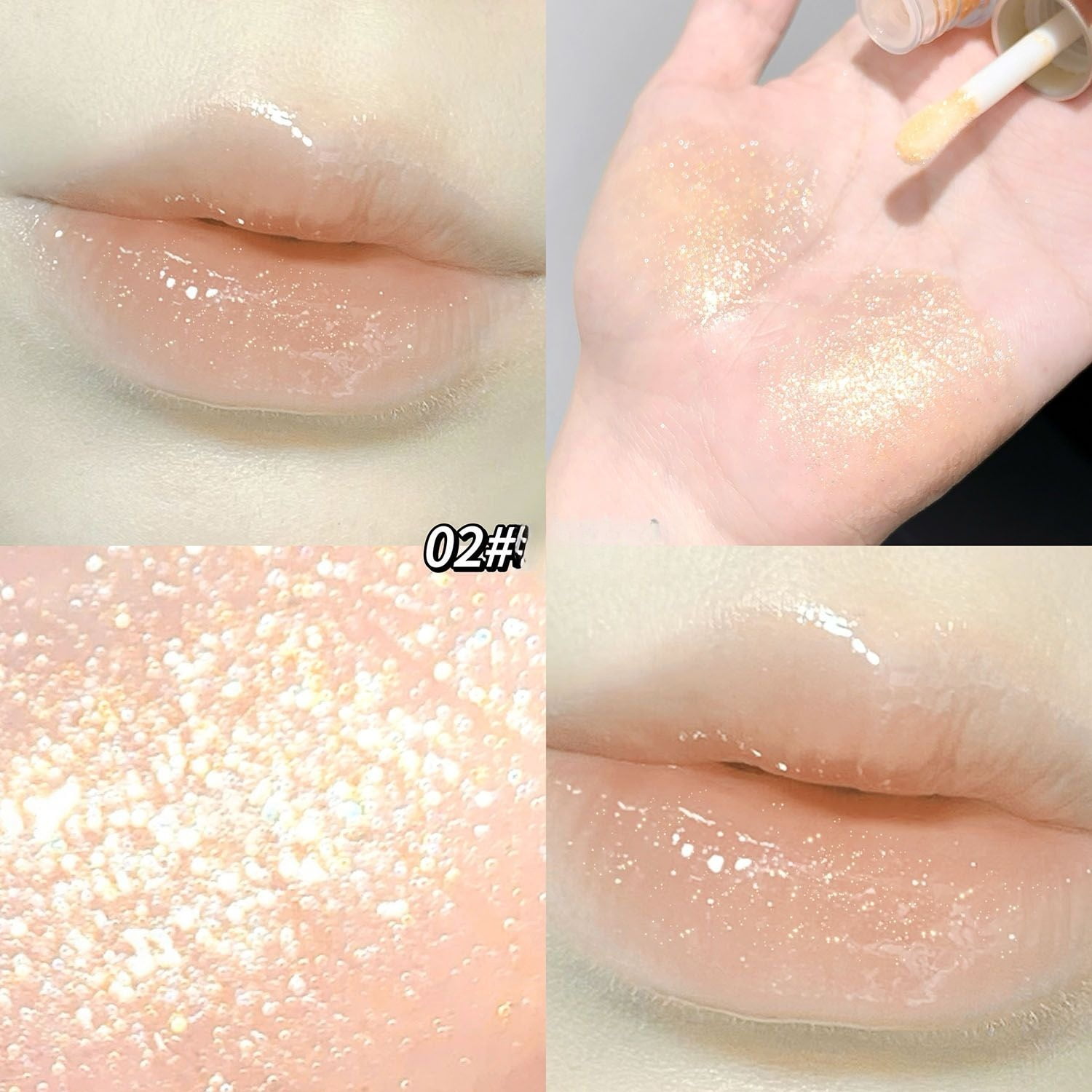 Hydrating Sparkling Lip Gloss Glass-Like Shine Transfer-Resistant Non ...