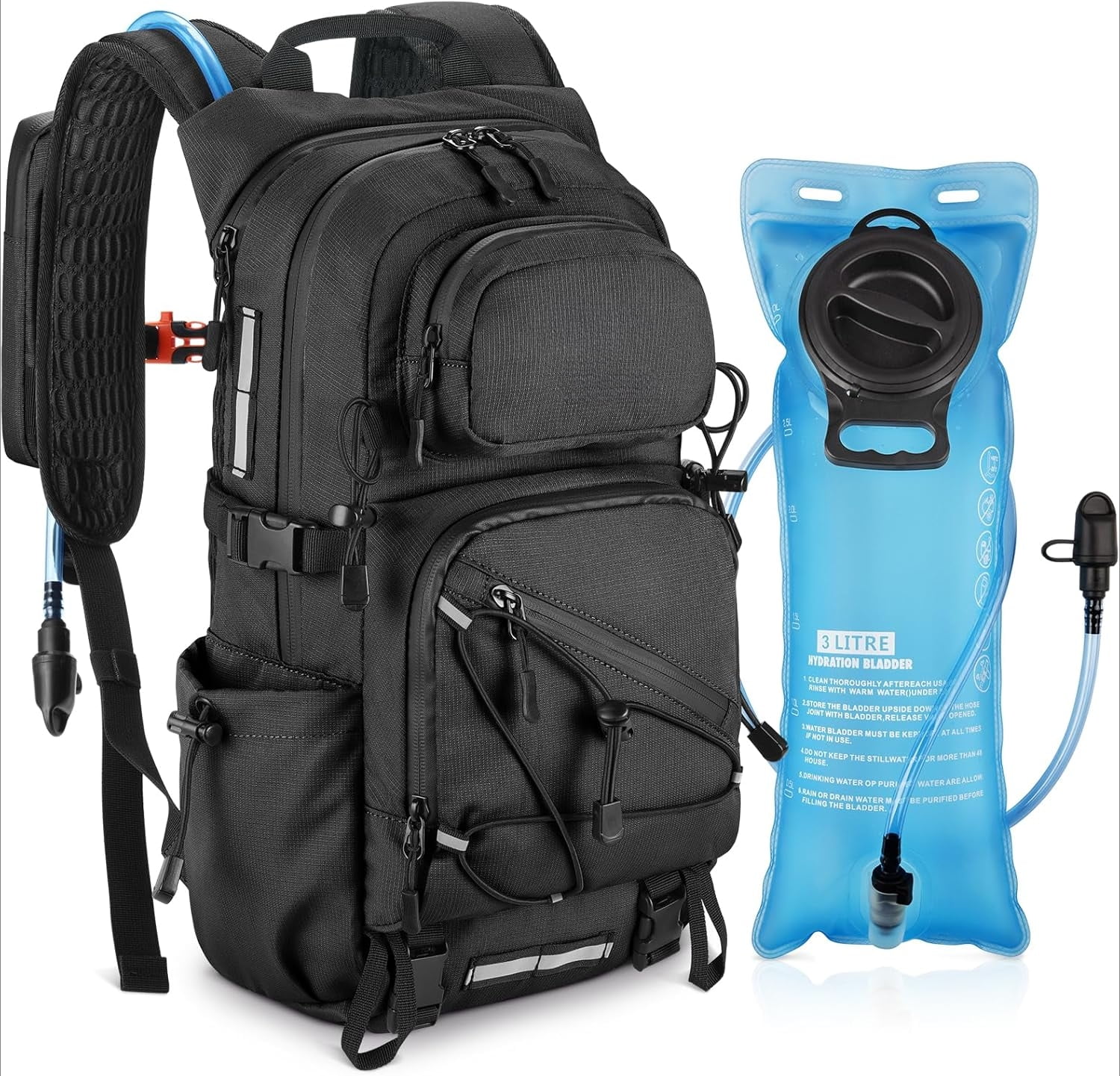 Hydration Backpack with 3L Water Bladder, 22L Water Backpack for Hiking ...
