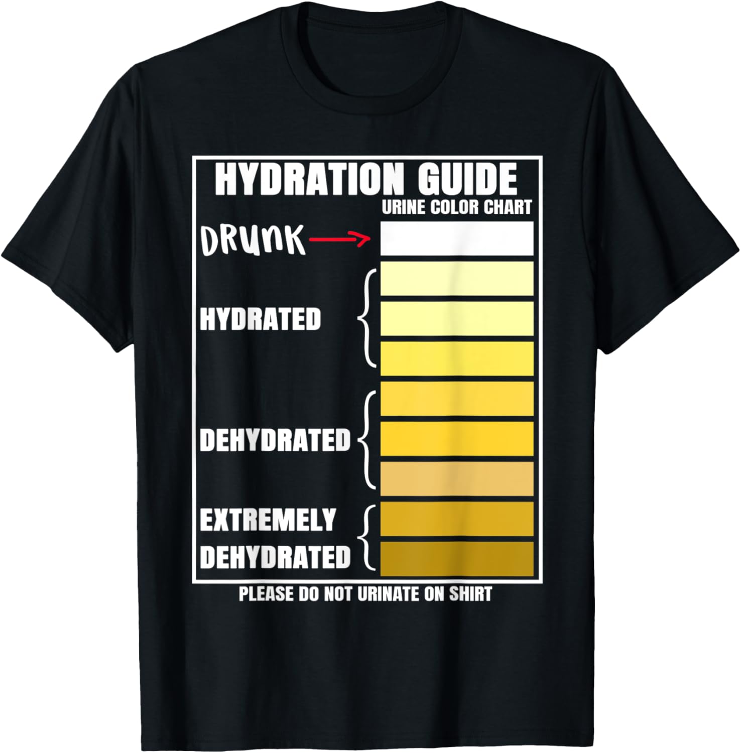 Hydration Guide Urine Color Chart Drunk I Funny Beer Party T-Shirt ...