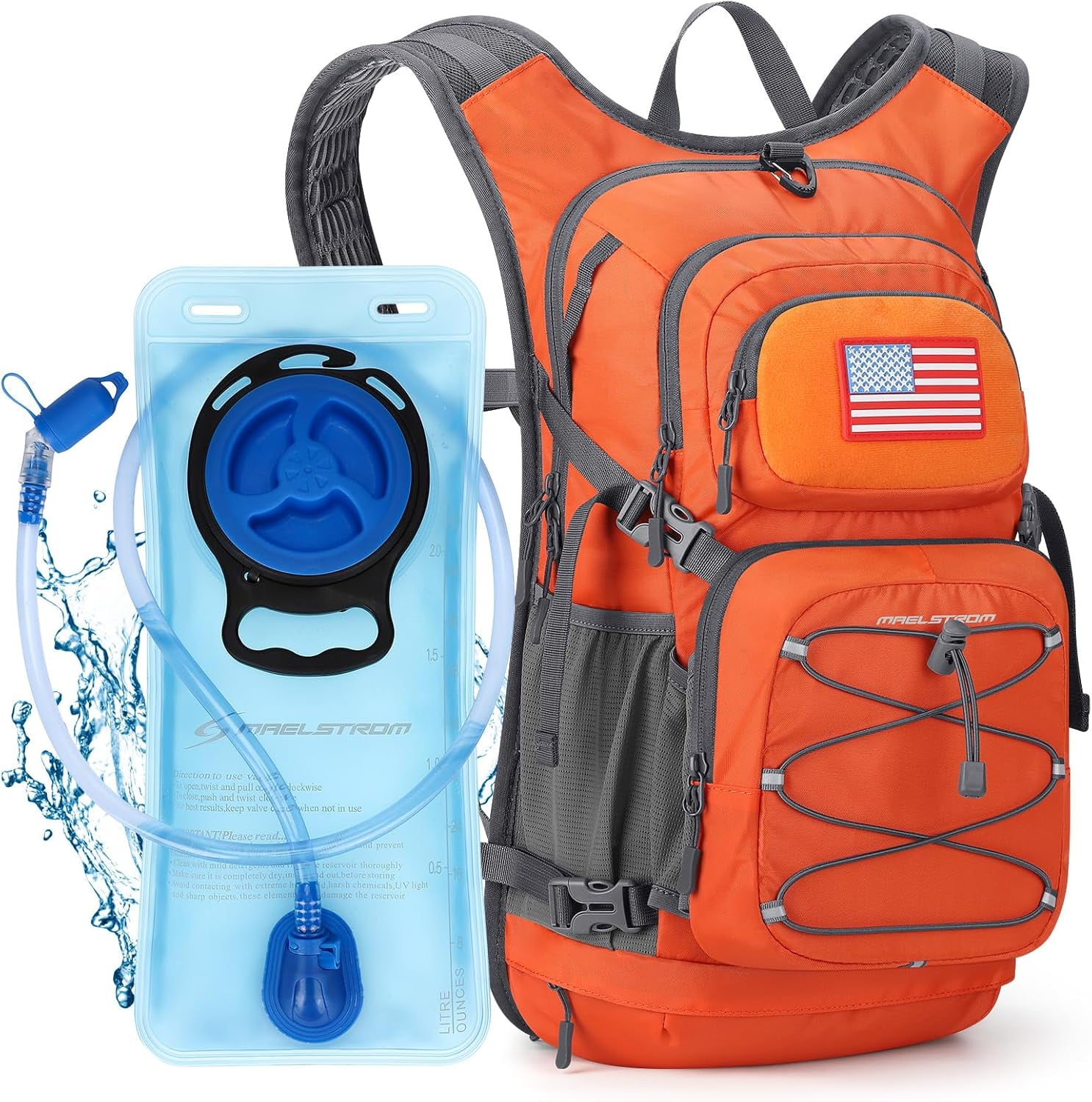 Hydration Hing Backpack with 2L/3L Water Bladder, High Flow Bite Valve ...