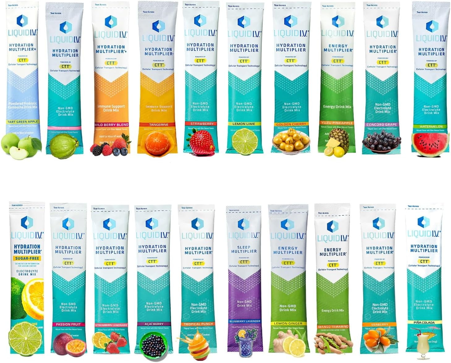 Hydration Multiplier Liquid IV Variety Pack - 20 Different Flavors ...