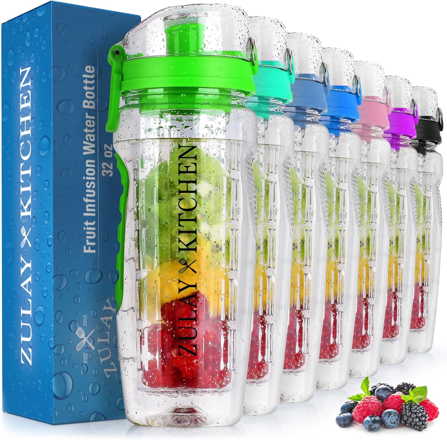 Zulay Kitchen 34oz Time Marked Water Bottle With Fruit Infuser Rod ...