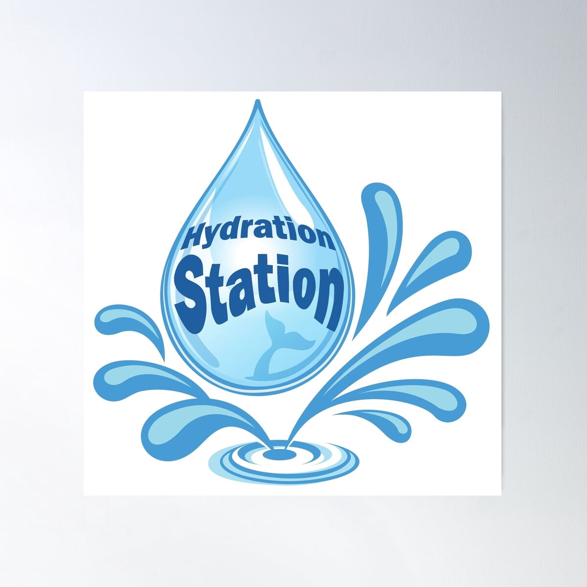 Hydration Station Logo Design With Water Drop And Whale Tail Silhouette ...