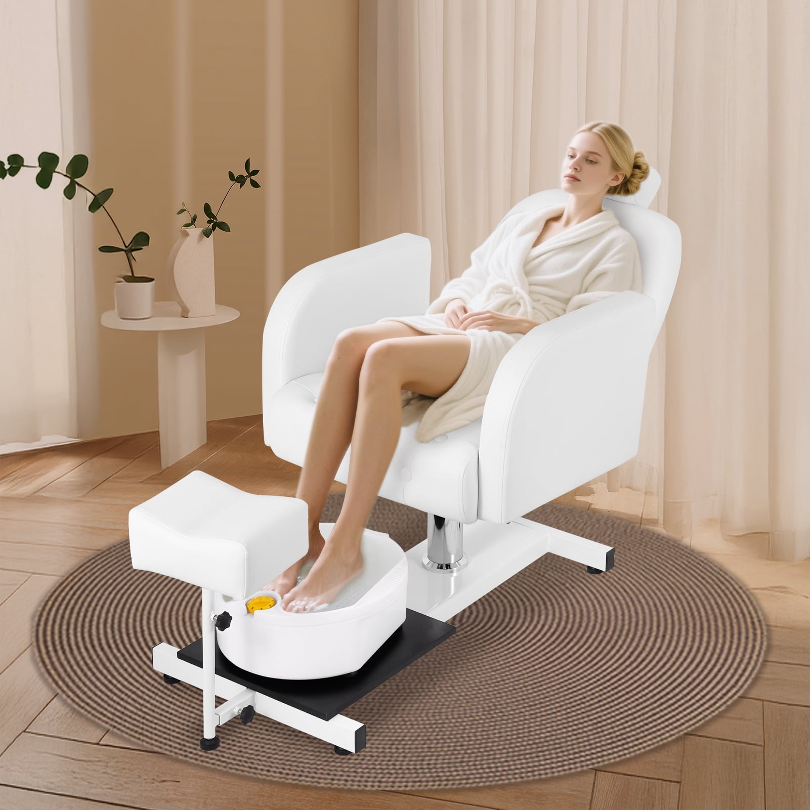 FAYEAN Adjustable Pedicure Station with Footrest and Stool, 360° Swivel ...
