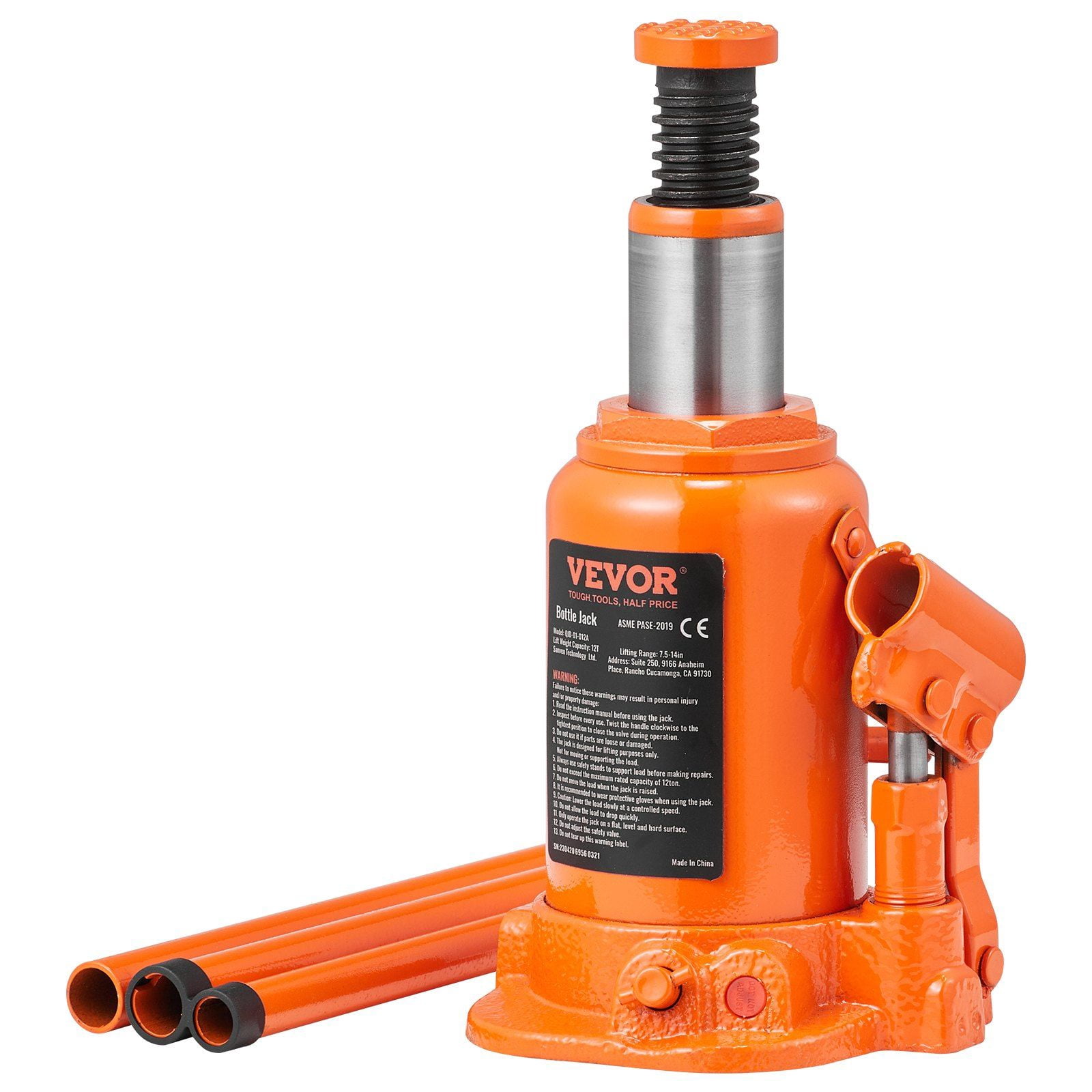 Hydraulic Bottle Jack 12 Ton/24000 LBS Capacity, All Welded Heavy-Duty ...