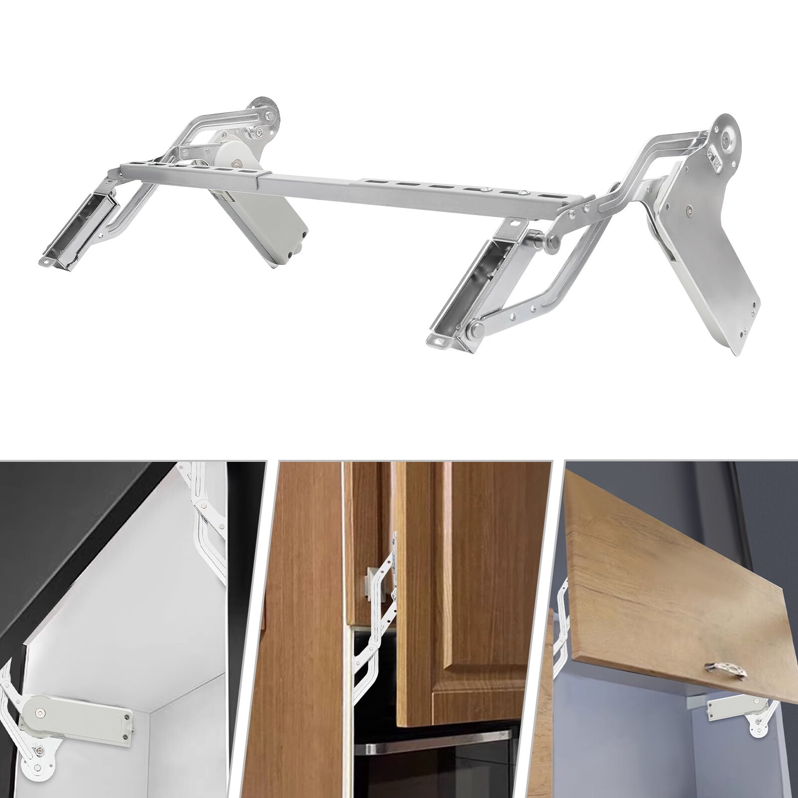 Hydraulic Buffer Cabinet Door Hinges, Silver, Adjustable Mounting Arm ...