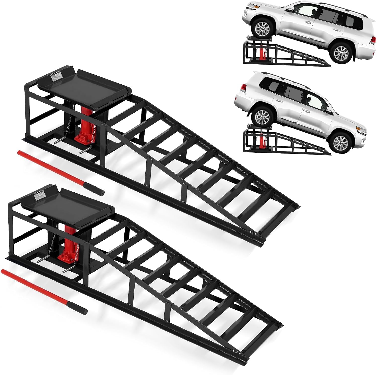 Hydraulic Car Ramps 2 Pack - 11000Lbs Capacity Low Profile Vehicle ...