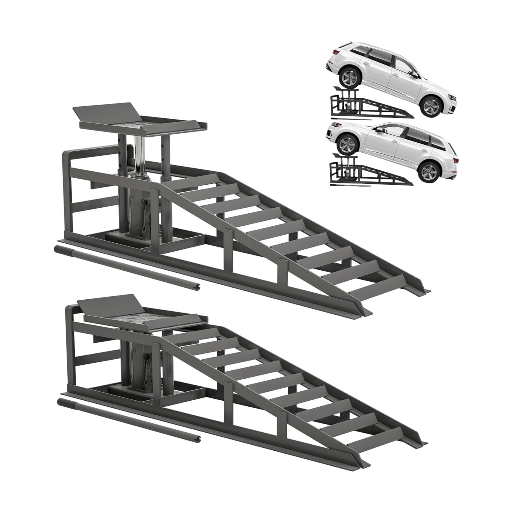 Hydraulic Car Ramps, 5T 10000lbs Low Profile Car Lift Service Ramps ...