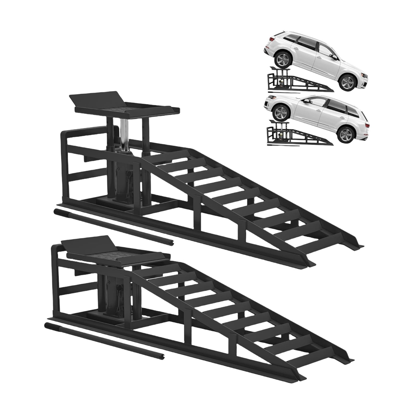 Hydraulic Car Ramps, 5T 10000lbs Low Profile Car Lift Service Ramps ...