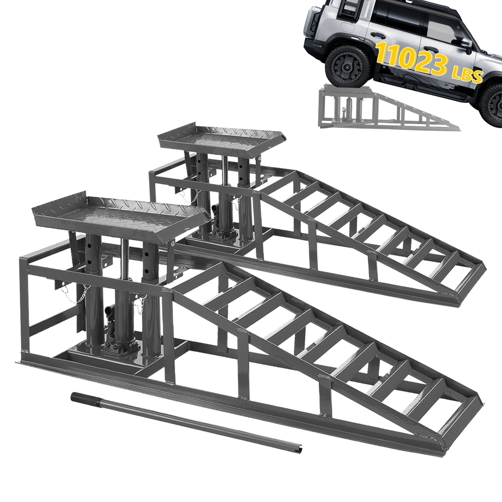 Hydraulic Car Ramps - 5T/11023 LBS, 4 - Adjust Heights 11.61"-16.21 ...