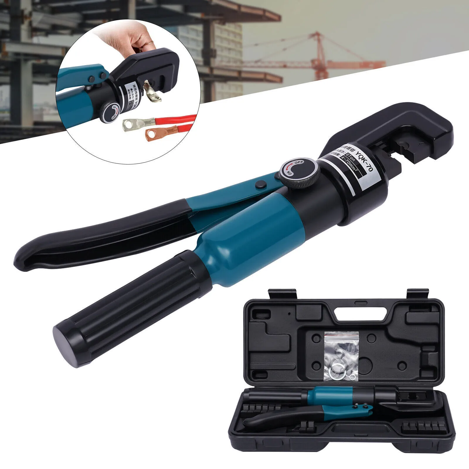 Hydraulic Crimper Crimping Tool Wire Rope Swaging Cable Railing Set 8 ...