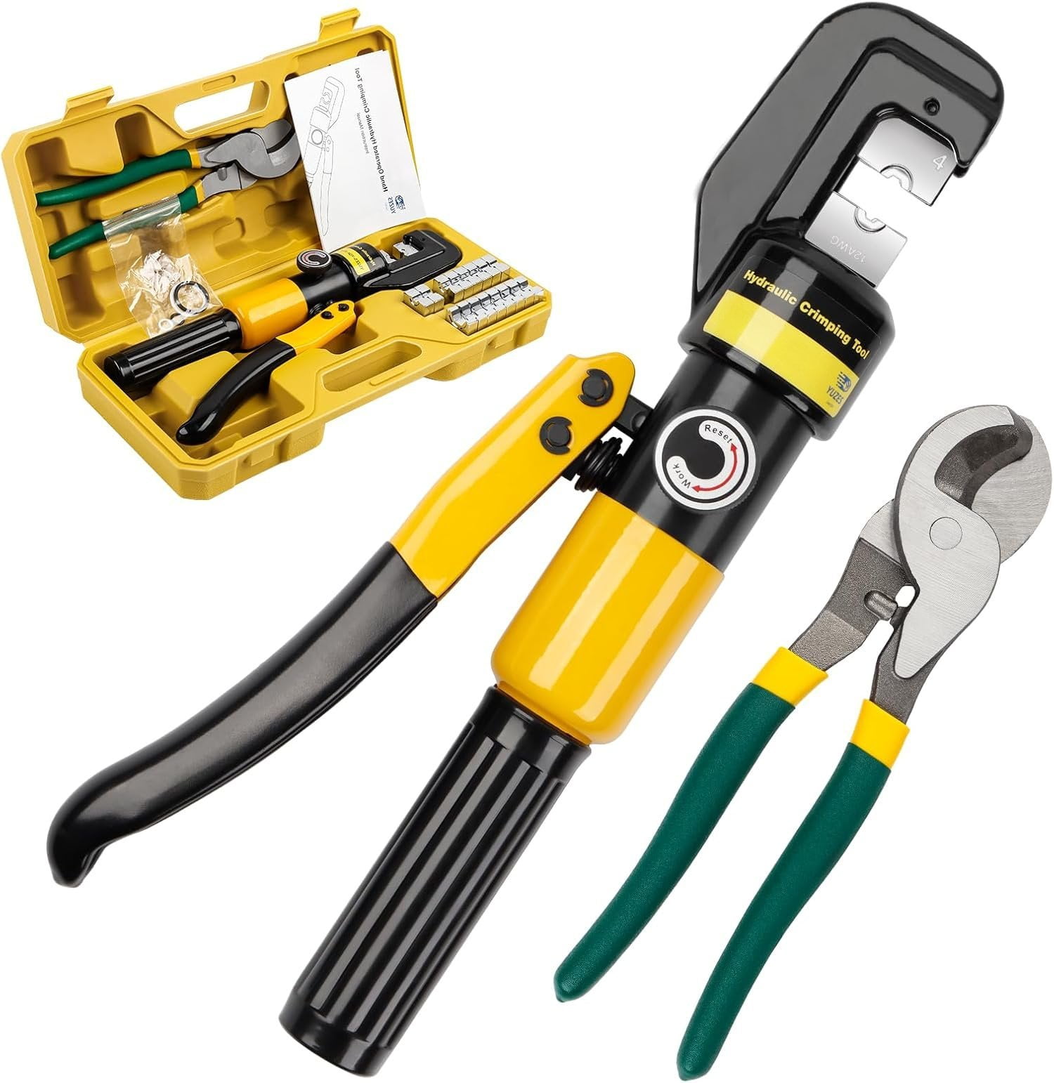 Hydraulic Crimping Tool and , 12 AWG to 00 (2/0), 10 Tons Crimper Tool ...