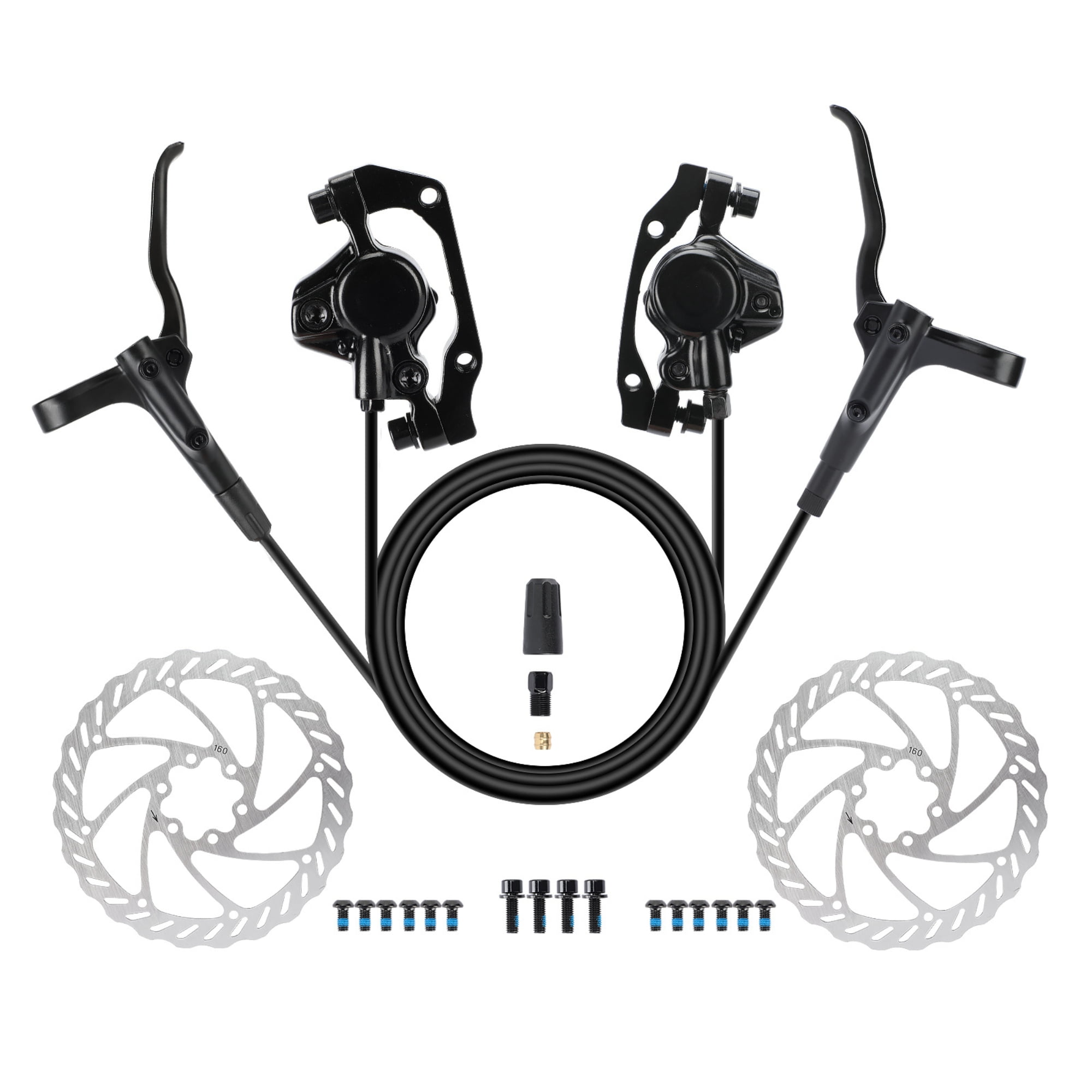 Hydraulic Disc Brake Set - 1 Pair Full Kit for MTB with 160mm Rotors ...