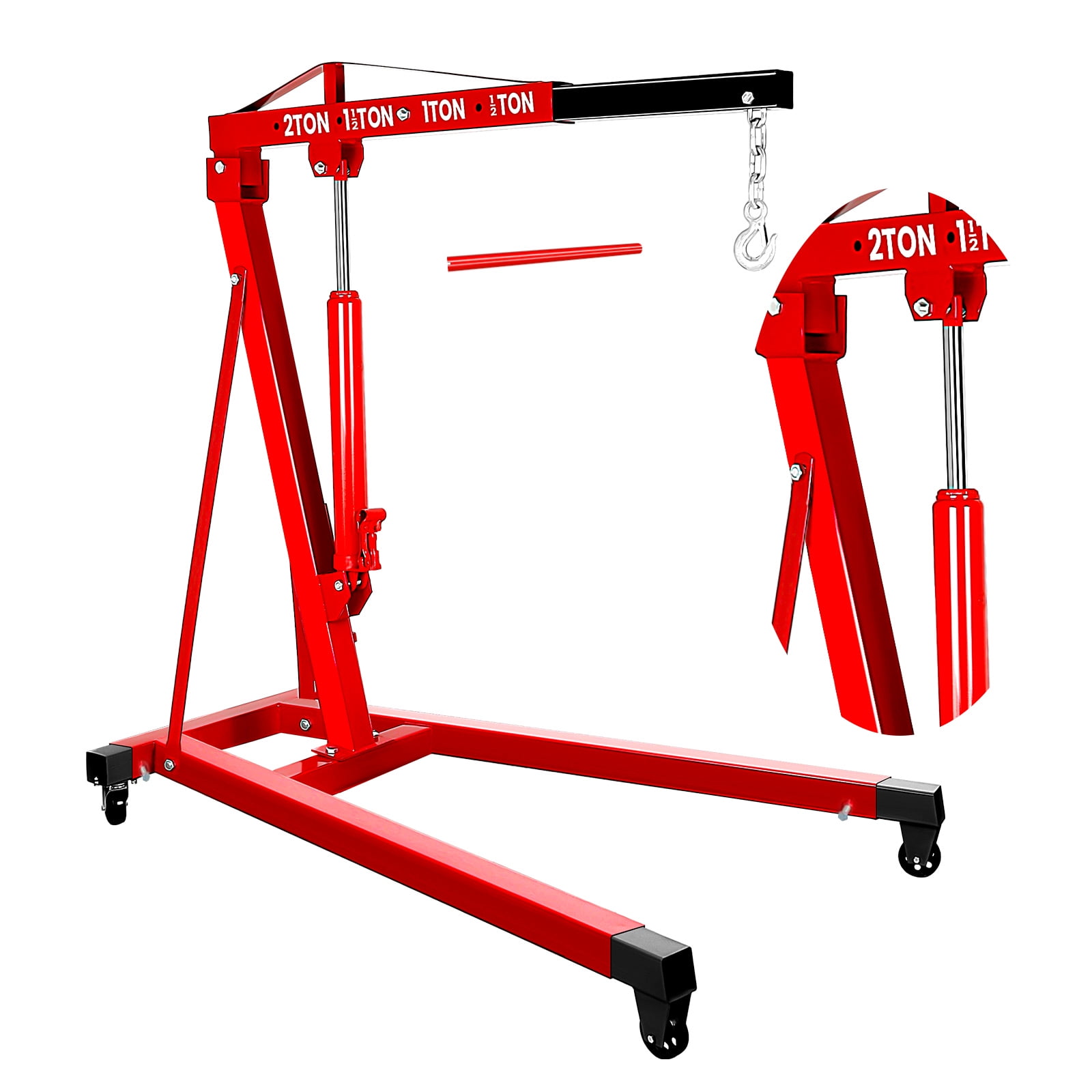 Hydraulic Engine Crane, 2T Compact Vertical Storage, Braked Casters ...