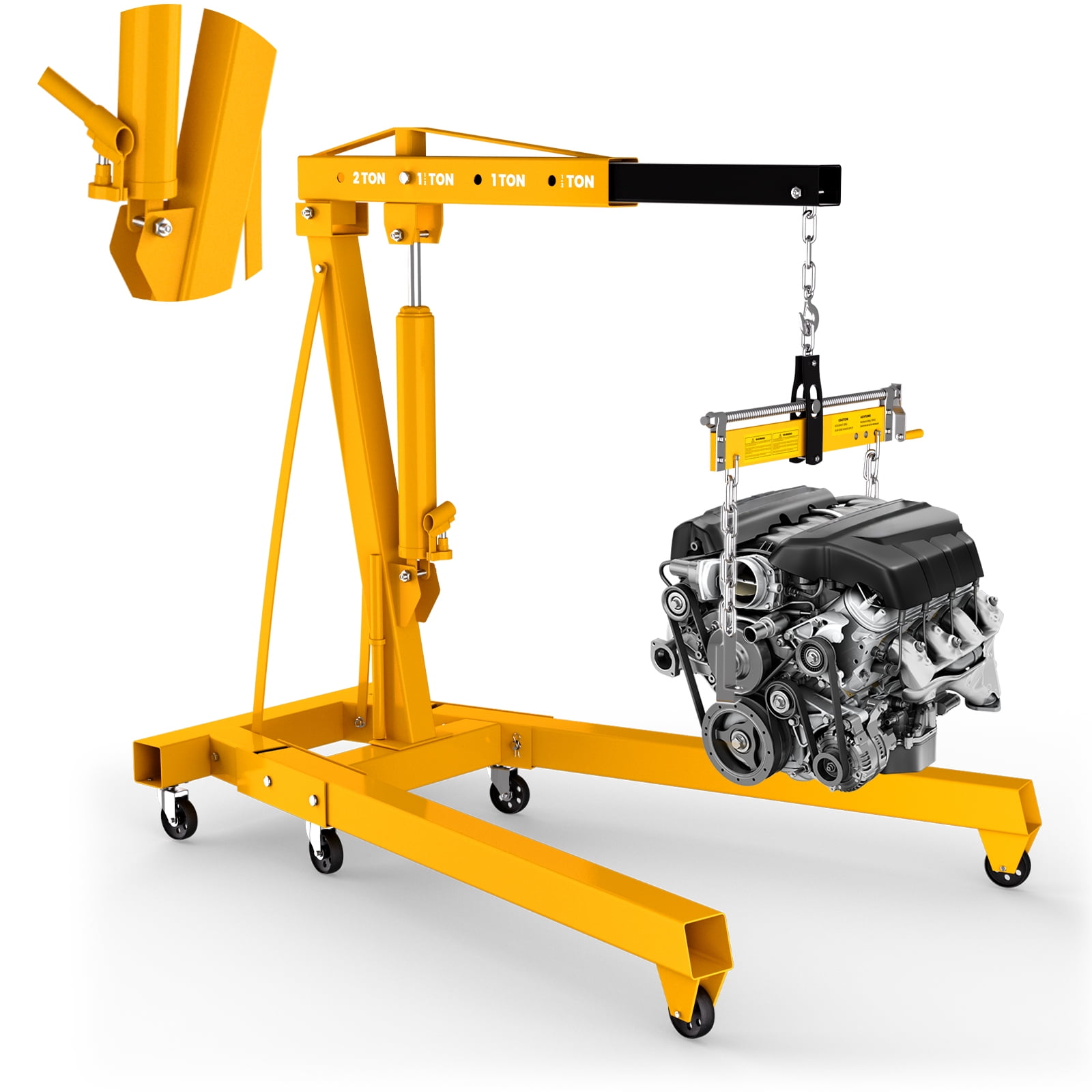 Hydraulic Engine Crane, Yellow Folding Engine Hoist, 2 in 1 Hydraulic ...