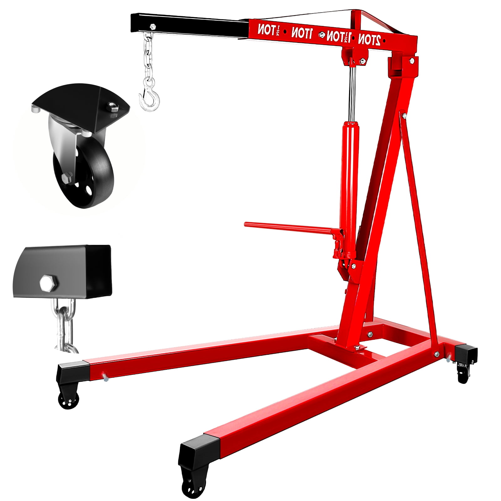 Hydraulic Engine Hoist, 2T Telescoping Arm, Reinforced Steel, Engine ...