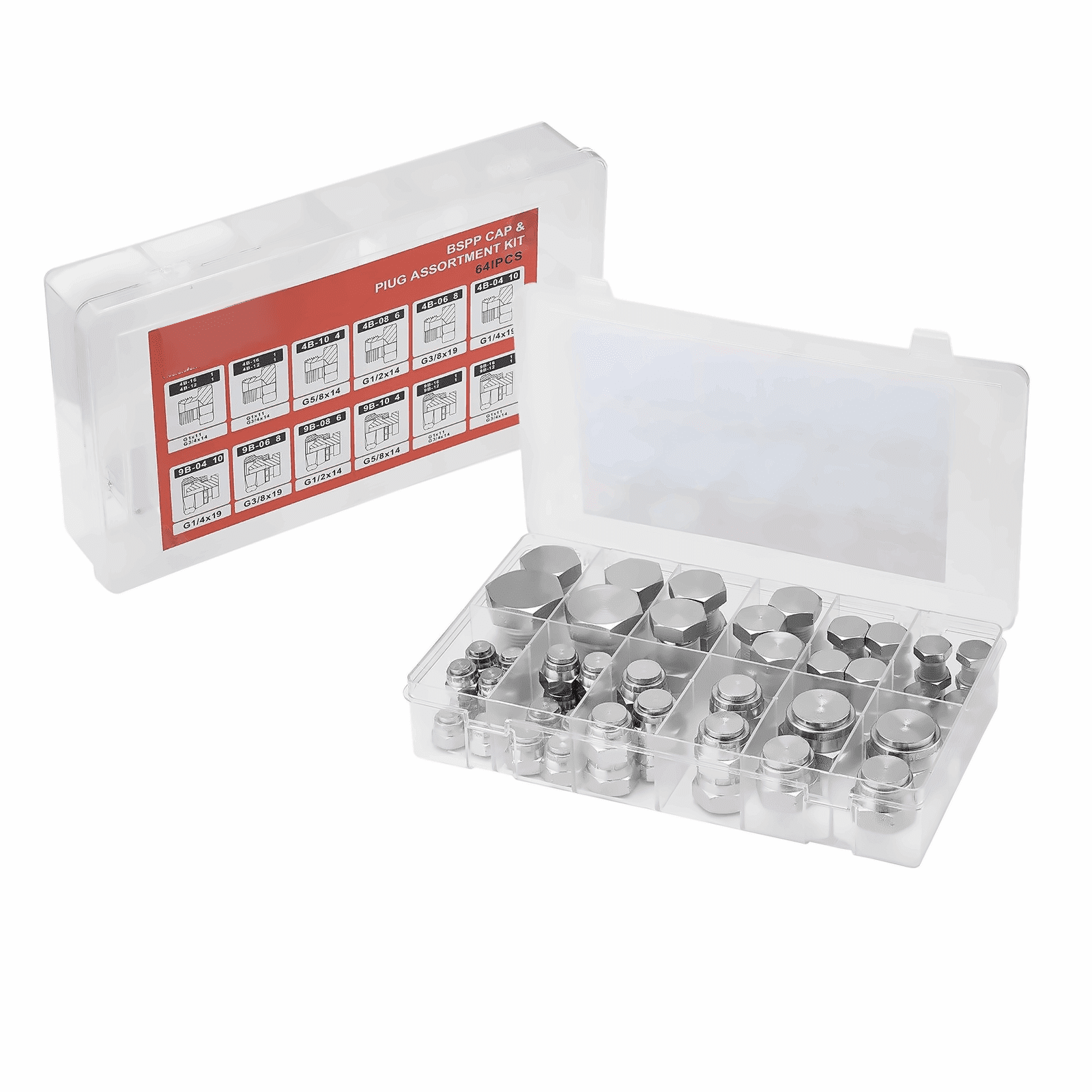 Hydraulic Fitting Cap & Plug Set, 64 PCS BSPP Galvanized Kit - Pipe ...