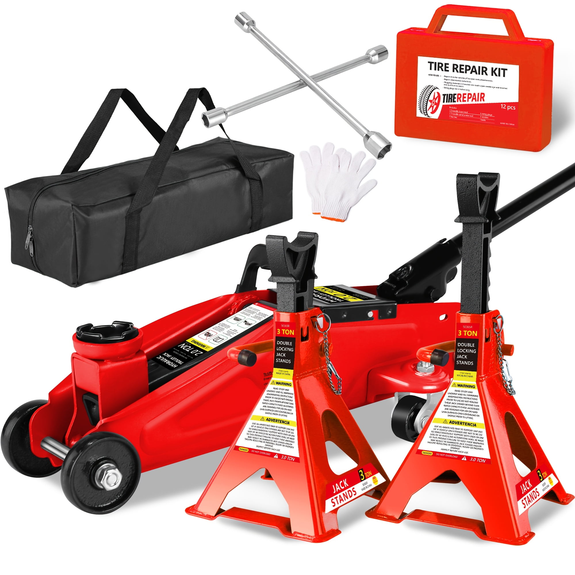 Hydraulic Floor Jack Combo Kit (2/2.5/3 Ton) - Low Profile Design, 2PCS ...