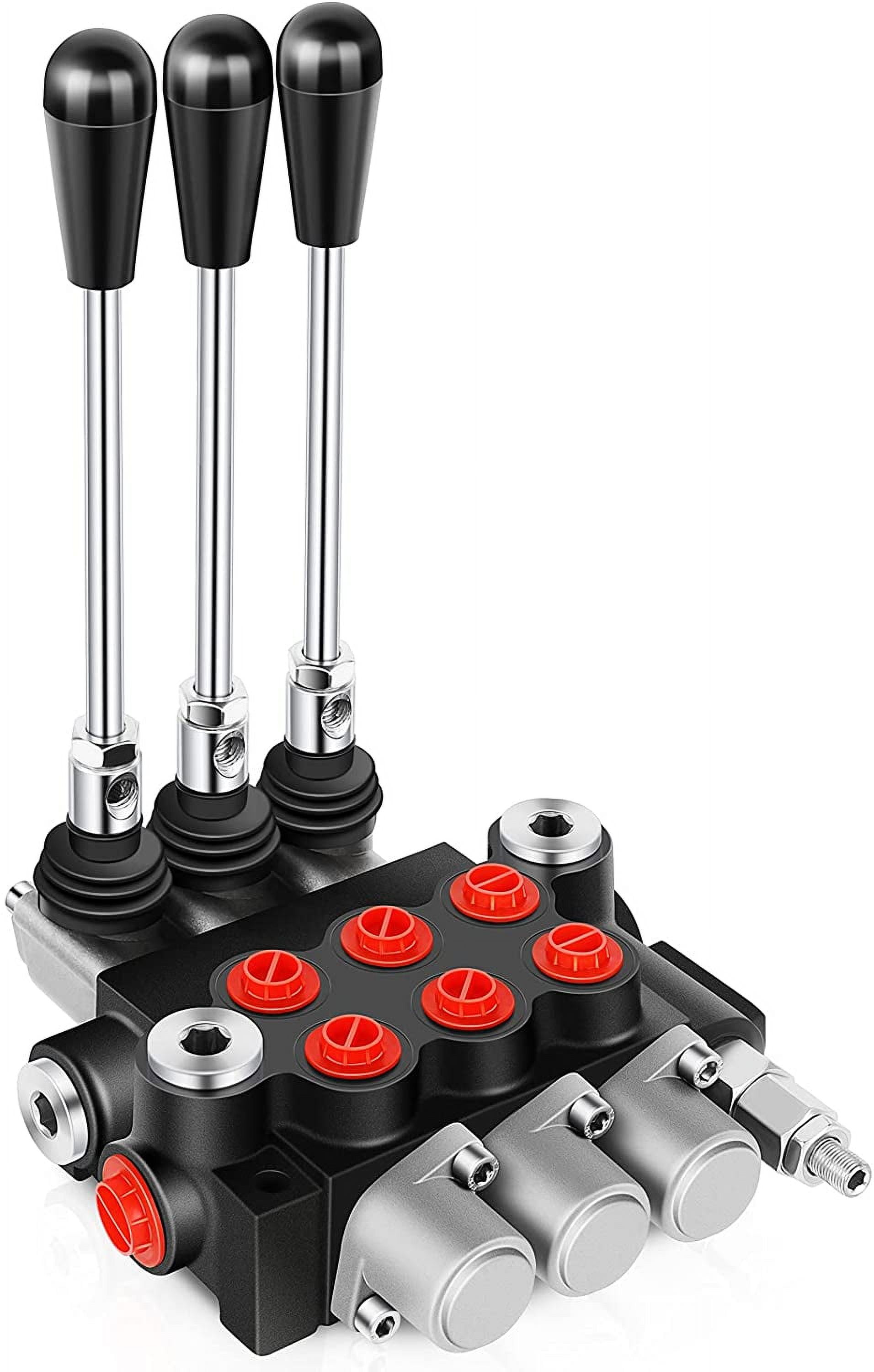 Hydraulic Flow Control Valve 3 Spool 11 GPM SAE Ports Adjustable Relief ...