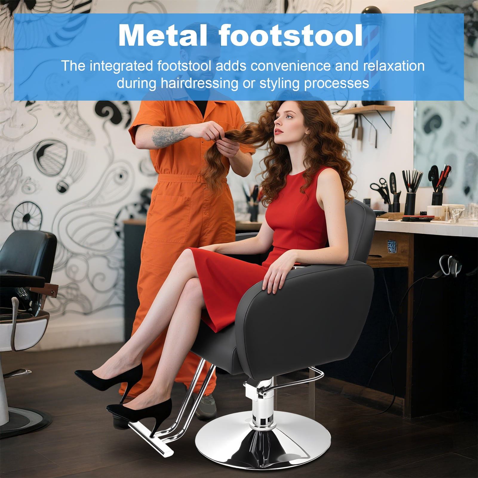 Hydraulic Hair Salon Chair Swivel Stool, 360-Degree Rotation Height ...