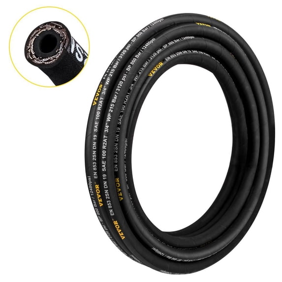 Hydraulic Hose 3/8 inch x 50 ft, Coiled Hydraulic Hose 4800 PSI, Rubber ...