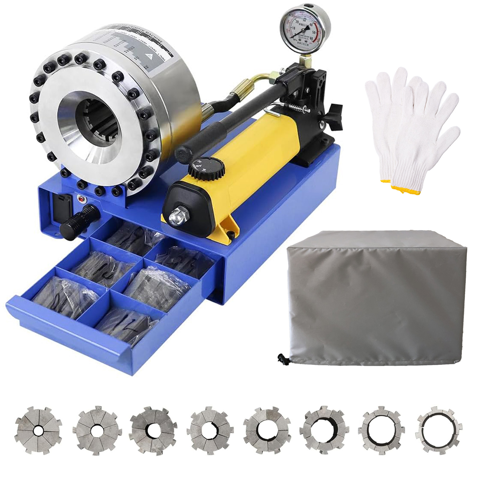 Hydraulic Hose Crimper with 8 Sets of Dies - High Pressure Handheld ...