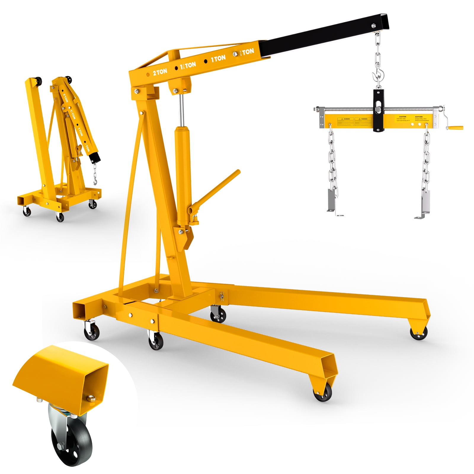 Hydraulic Lift Hoist, Yellow Folding Workshop Crane, 2 in 1 Hoist ...