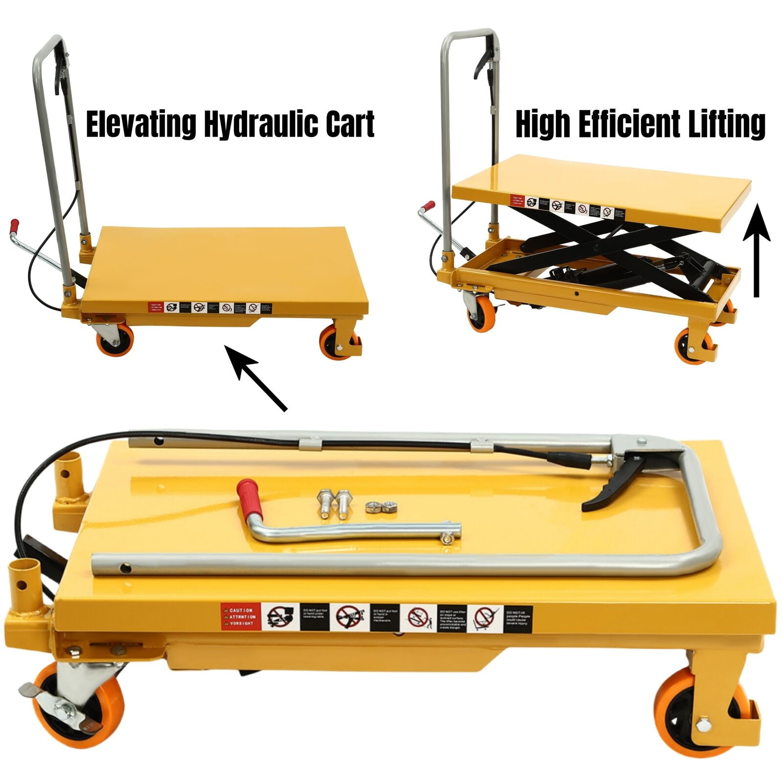 Hydraulic Lift Table Cart 500 lbs Manual Single Scissor Lift Table 30.5 ...