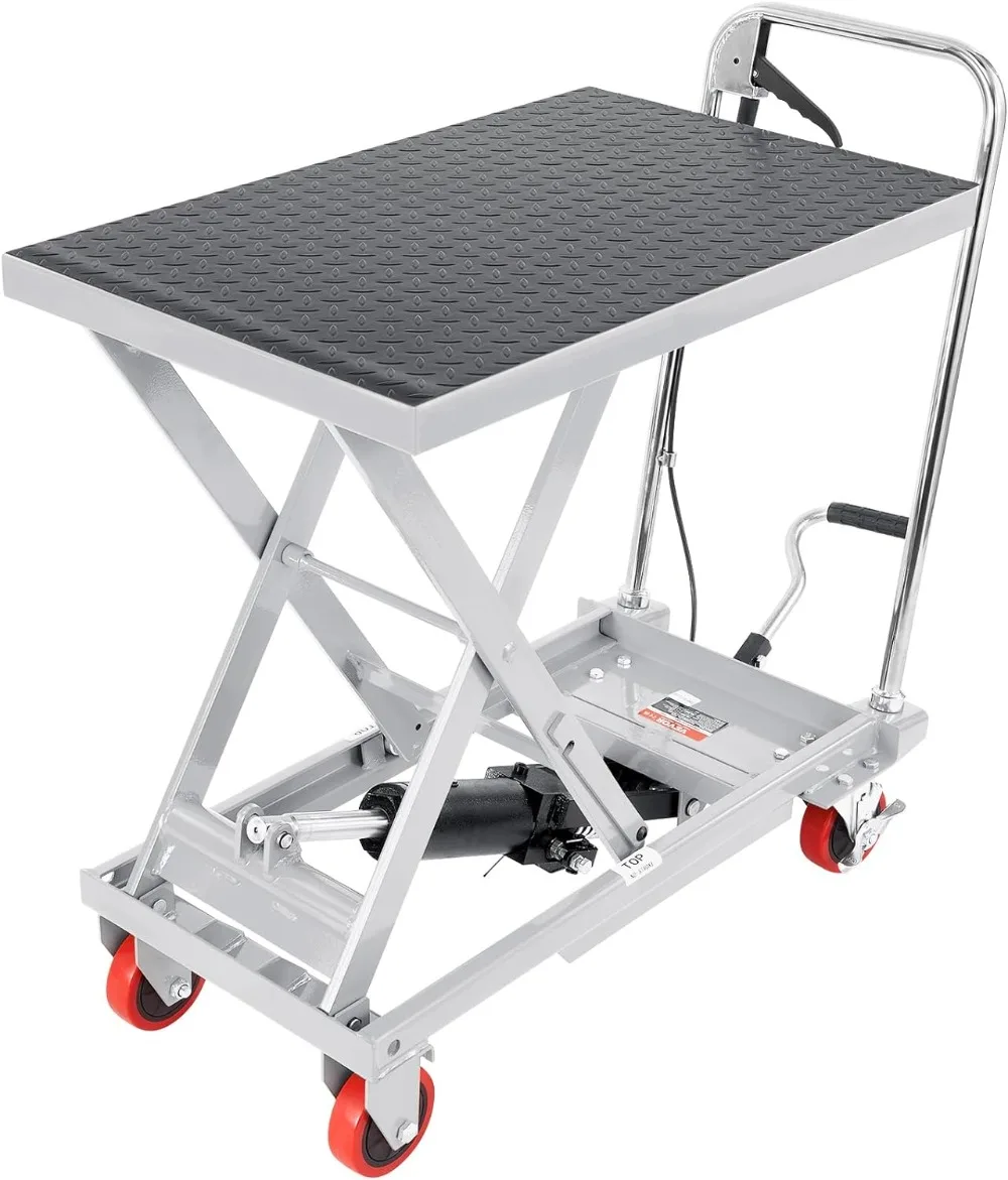 Hydraulic Lift Table Cart 500lbs Capacity 28.5" Lifting Height Manual ...
