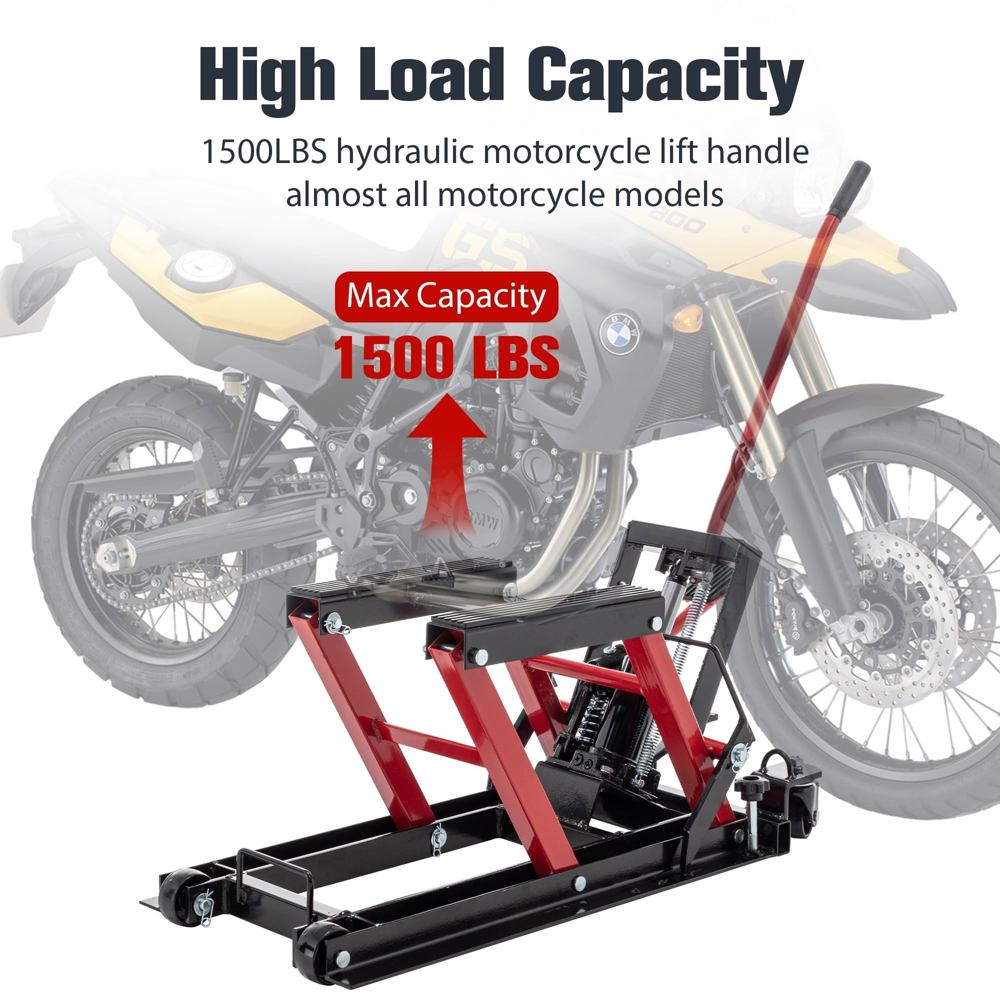 Hydraulic Motorcycle Lift Jack, 1500 LBS Capacity Foot-Operated ...