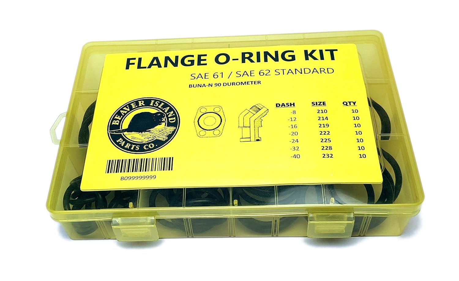 Hydraulic O-Ring Kit FLANGE Fittings 70 Pieces (7 Common Sizes) SAE ...