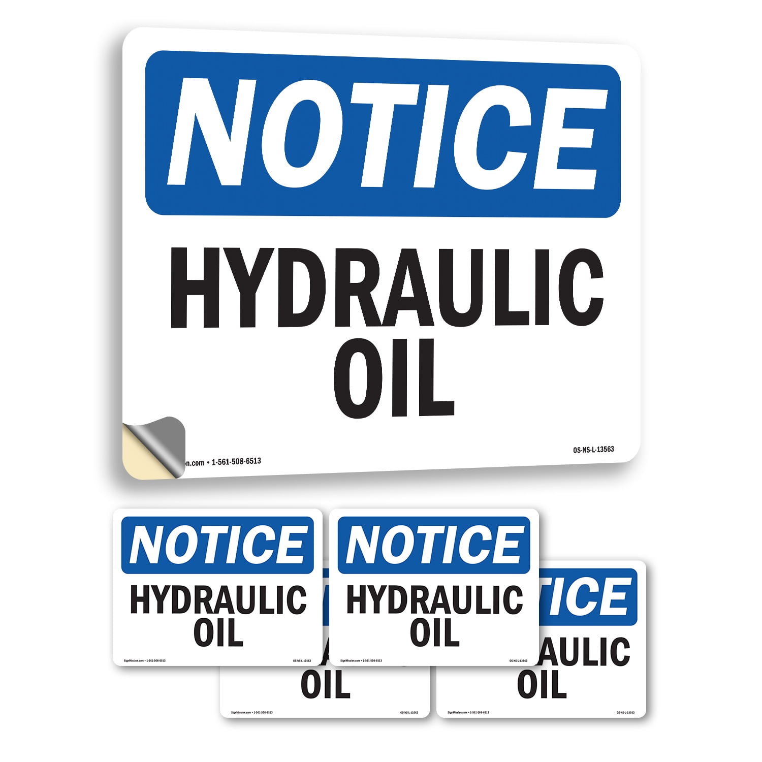 Hydraulic Oil OSHA Notice Vinyl Decal Label 24 Inch x 18 Inch - 5 Pack ...