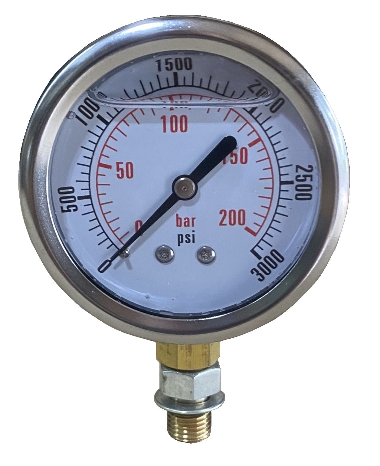 Hydraulic Pressure Gauge 3000psi 2 1/2" Face Liquid Filled SAE -4 Oring ...