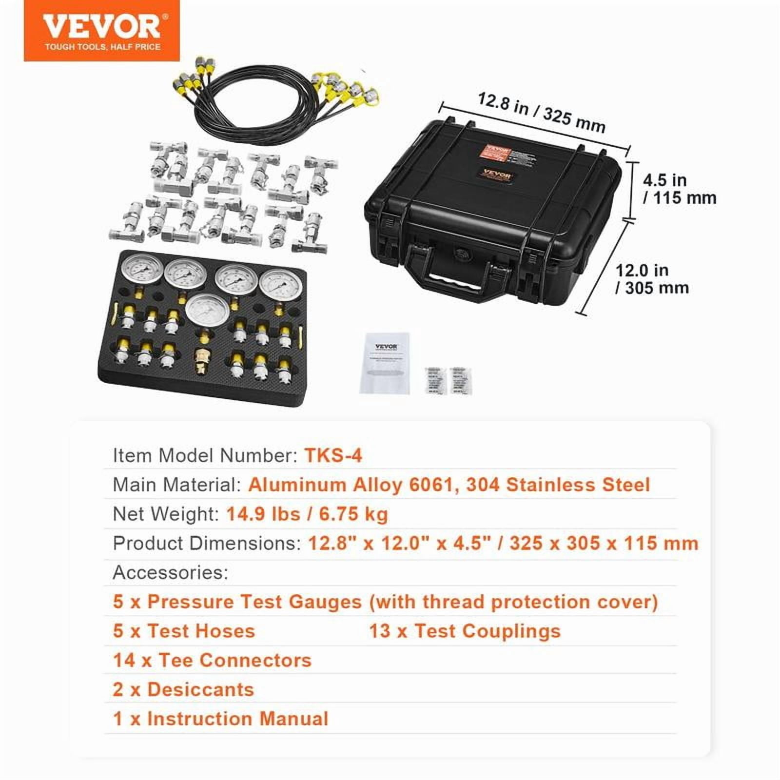 Hydraulic Pressure Test Kit, 10/100/250/400/600bar, 5 Gauges 13 ...