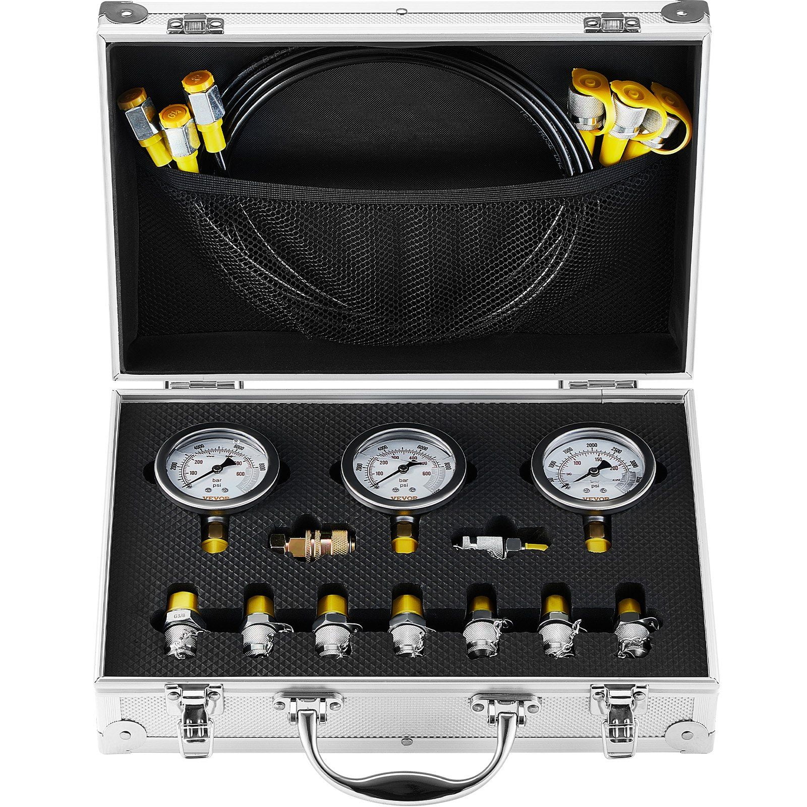Hydraulic Pressure Test Kit, 250/400/600bar, 3 Gauges 9 Test Couplings ...