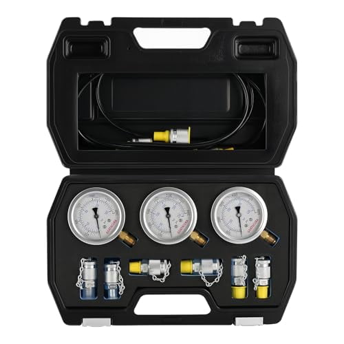 Hydraulic Pressure Test Kit, 6 Couplings, 2 Hydraulic Hoses, 3 ...
