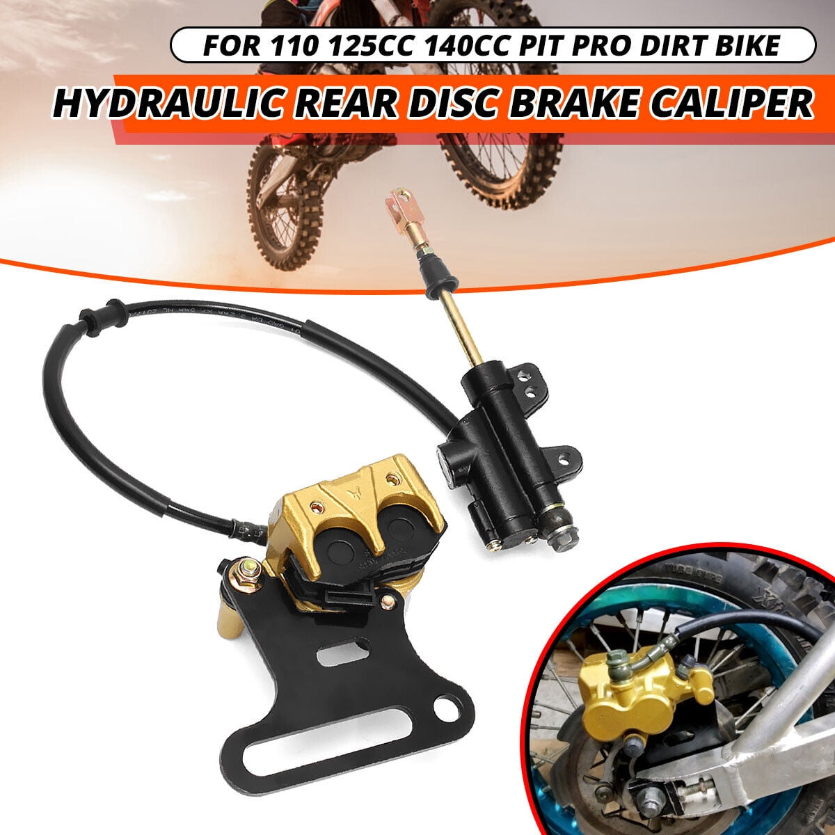 Hydraulic Rear Disc Brake Caliper System For 110cc 125cc 140cc PIT PRO ...