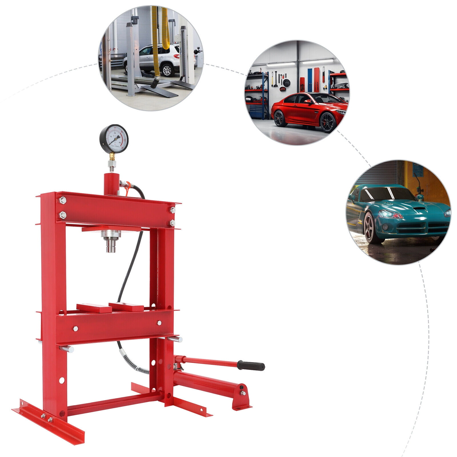 Hydraulic Shop Press 10 Ton with Pressure Gauge H-Frame Benchtop Press ...