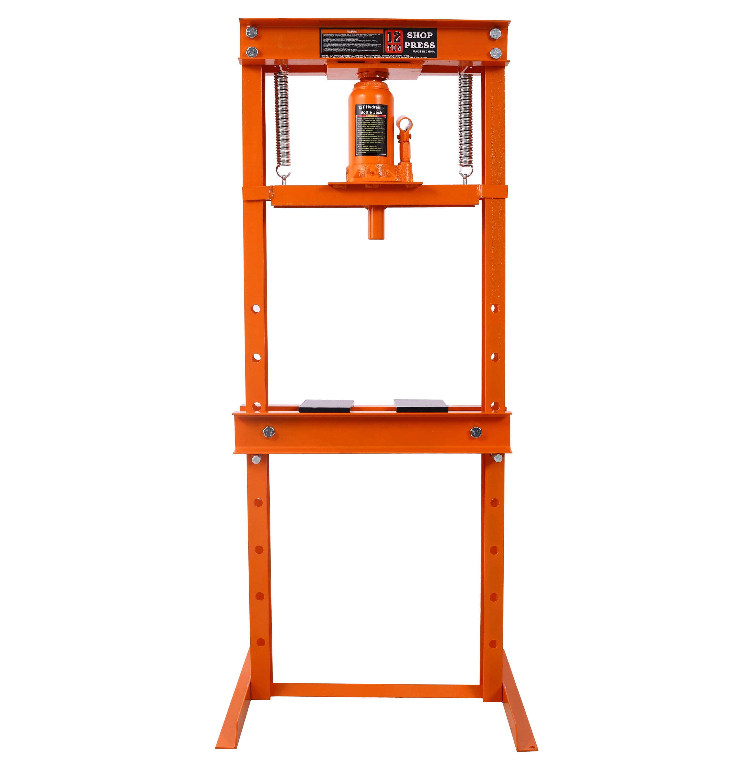 Hydraulic Shop Press 12-Ton Floor Mount - H-Frame Garage Press with ...