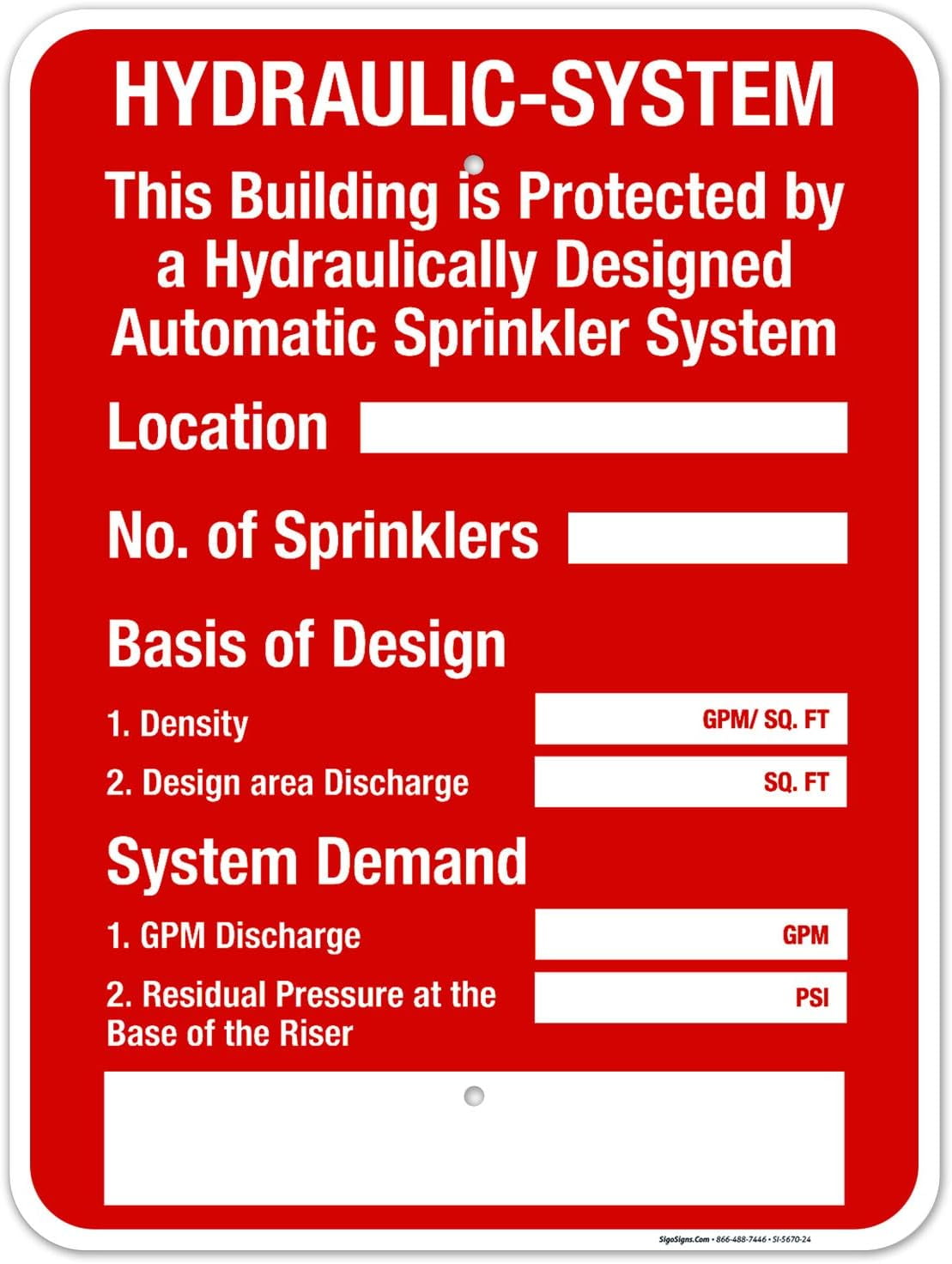 Hydraulic-System This Building is Protected Sign, Fire Safety Sign ...