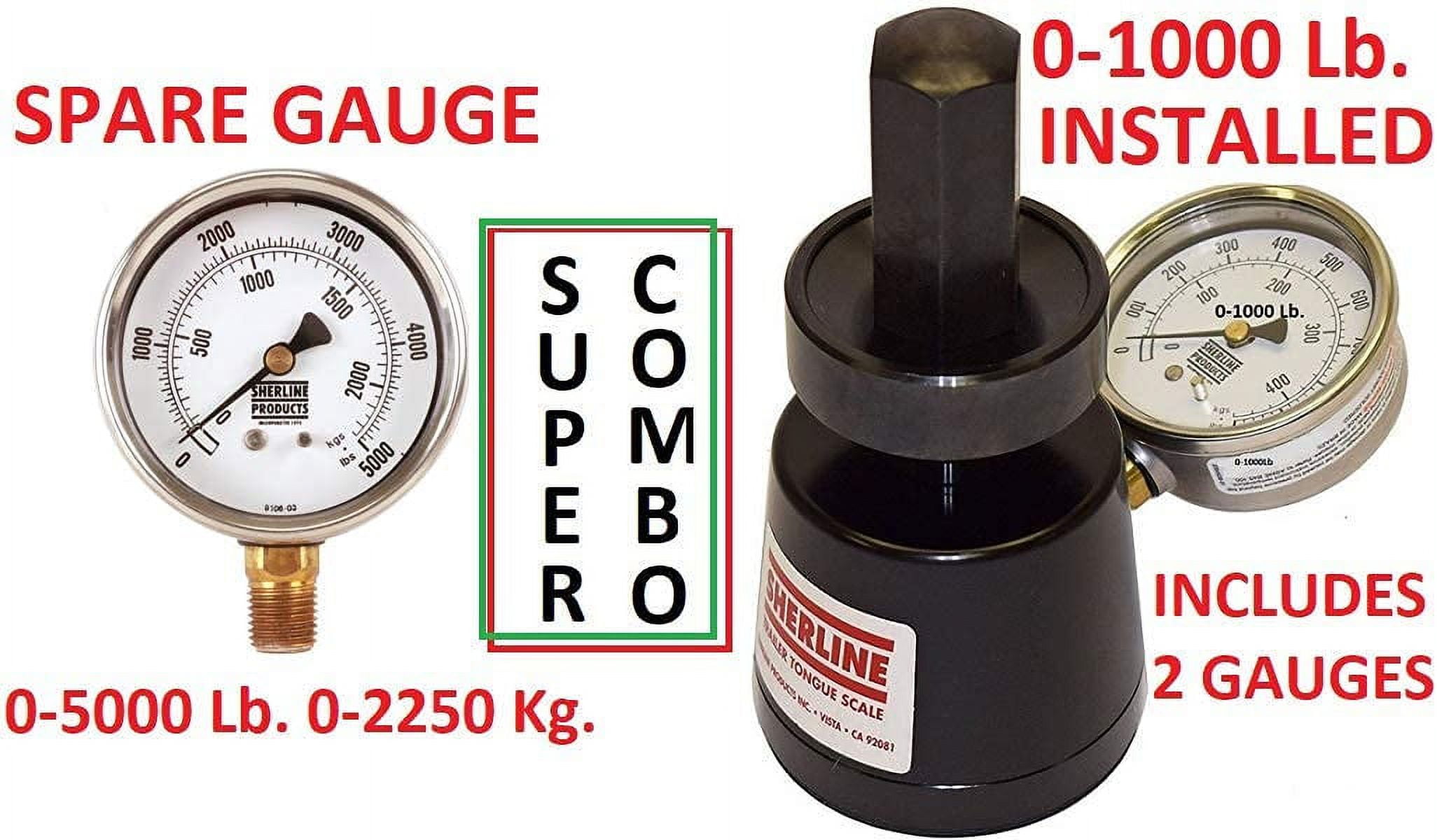 Hydraulic Tongue Weight Scale Combo 2 Gauges 1000 Lb. Installed 0-5000 ...