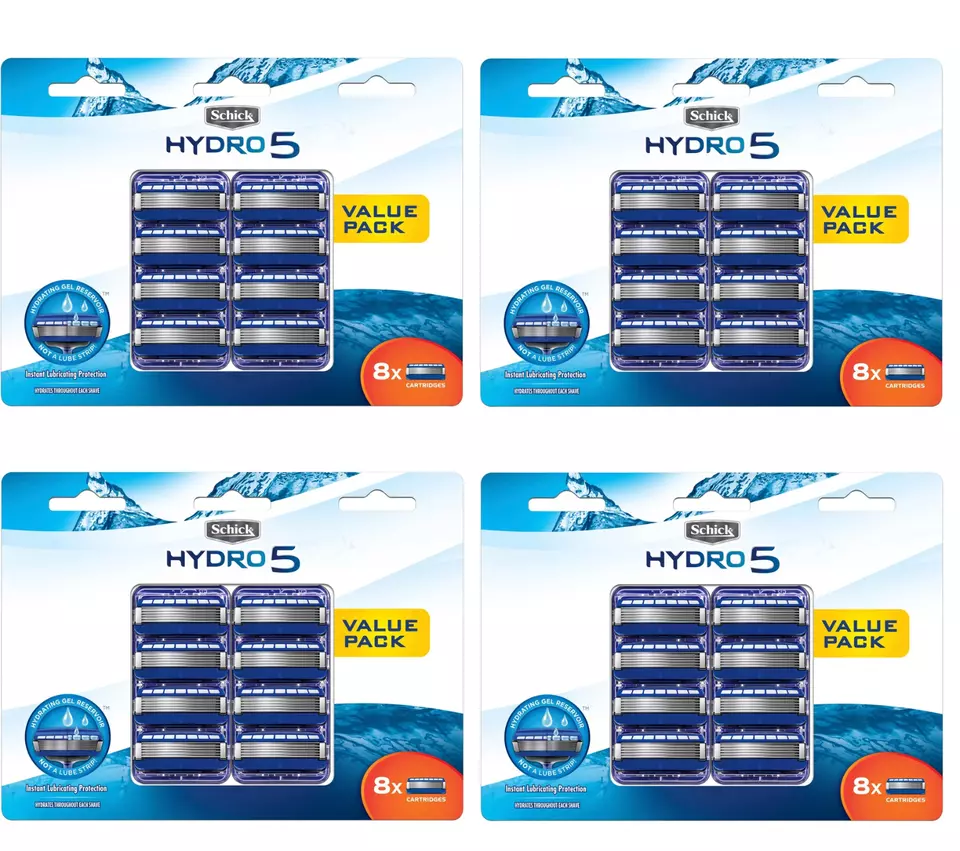 Hydro 5 Blade Razor Refills with Hydrating Gel - 32 Cartridges ...