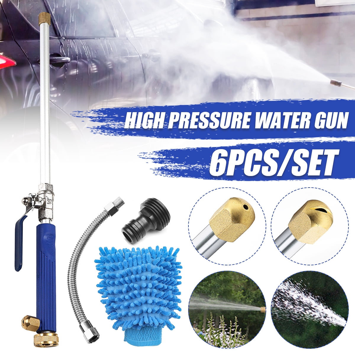 Hydro Jet Car Washer Set with Power Hose Nozzle, High Pressure Wand ...