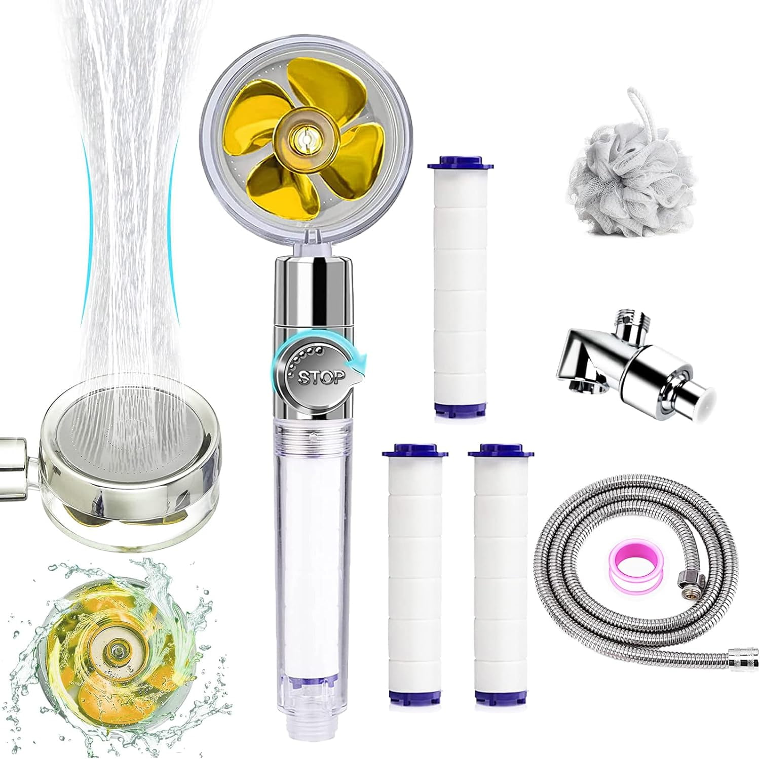 Hydro Jet High Pressure Shower Head Turbocharged Shower Head Handheld ...