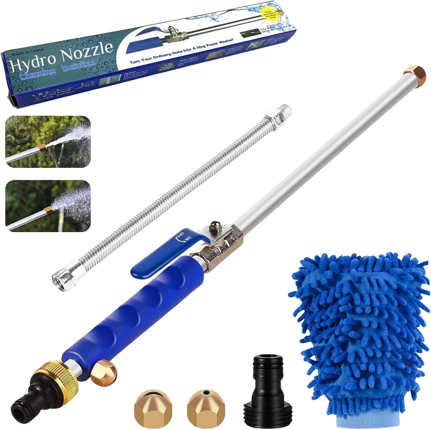 High Pressure Power Washer Nozzle, Garden Hose Cleaning Stick with Two ...