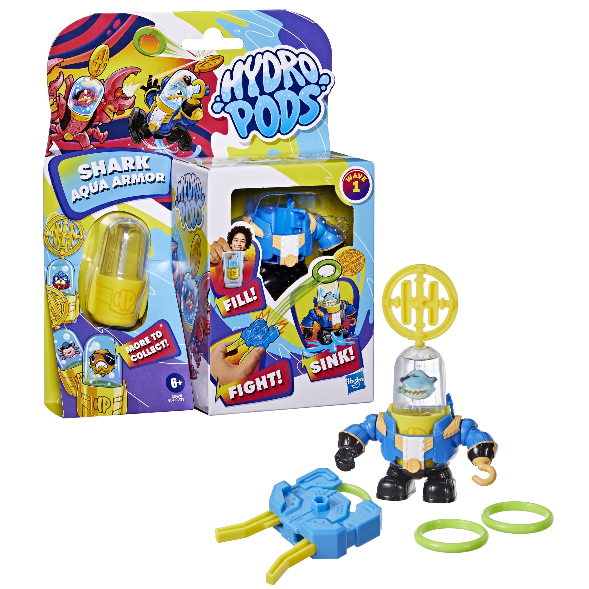 Hydro Pods Shark Aqua Armor - Water Activated Mech Suit Toy - Walmart.com