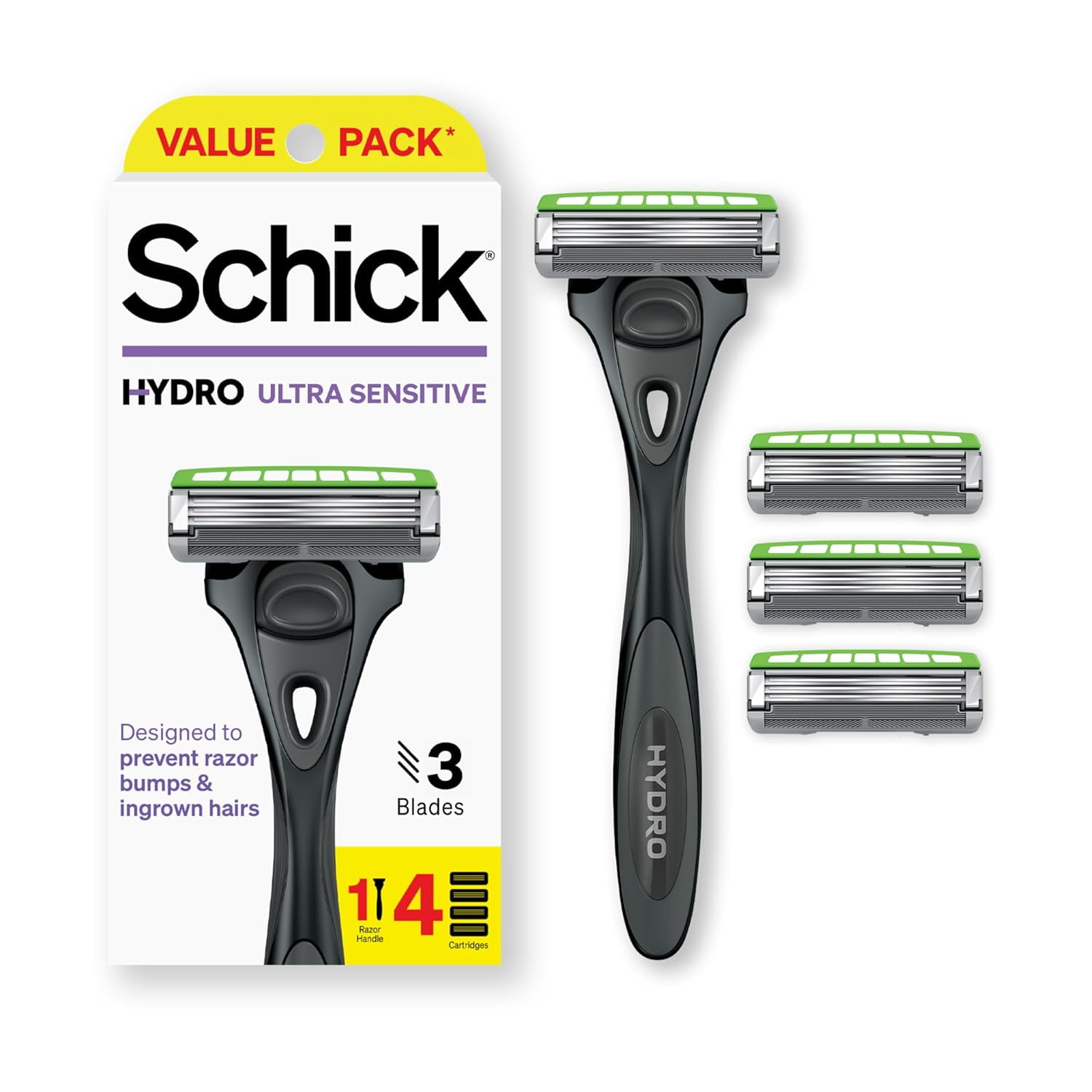 Hydro Ultra Sensitive Razors for Men | 3-Blade Mens Razors for Shaving ...